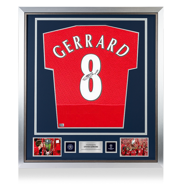 Steven Gerrard Official UEFA Champions League Back Signed and Framed L