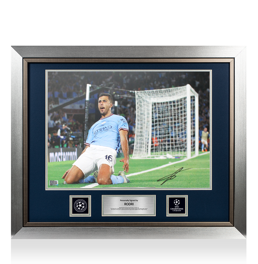 Rodri Official UEFA Champions League Signed and Framed Manchester City